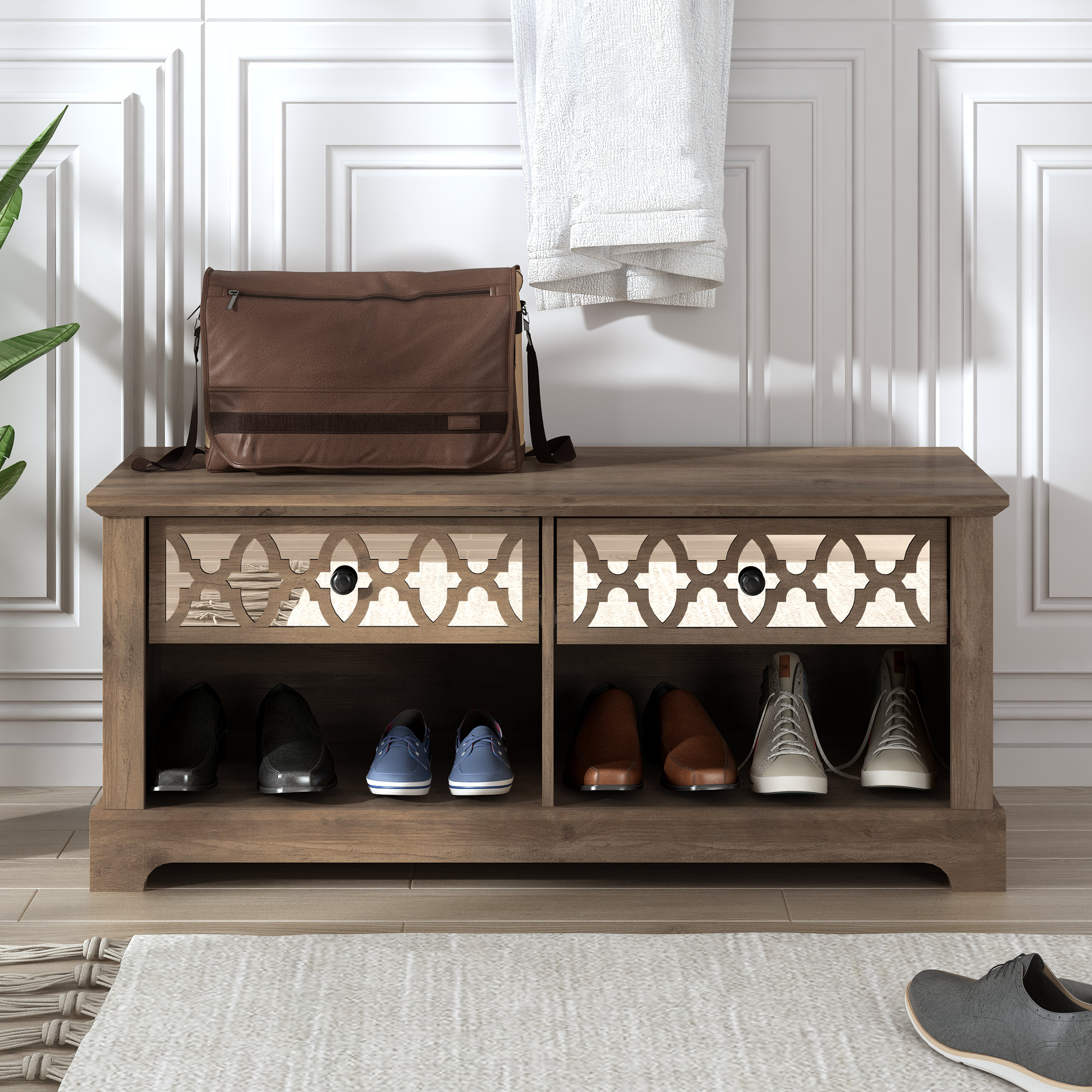 Laurel Foundry Modern Farmhouse® Chessani 6 Pair Shoe Storage Bench ...