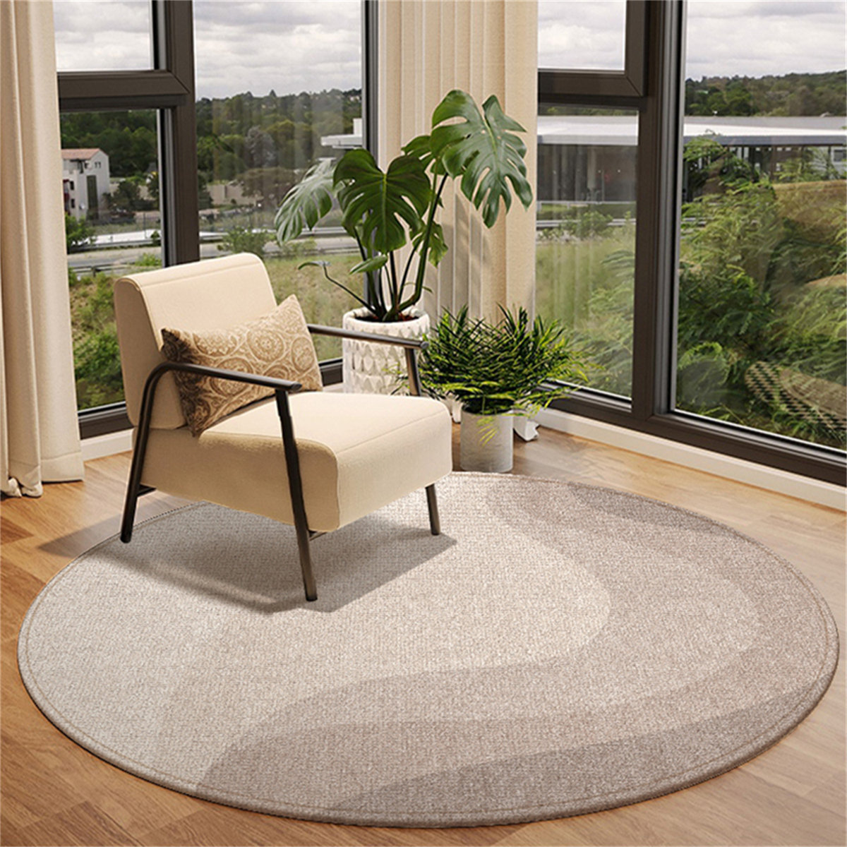 Wrought Studio™ Premium Round Rug – Versatile Chair Mat For Balcony ...