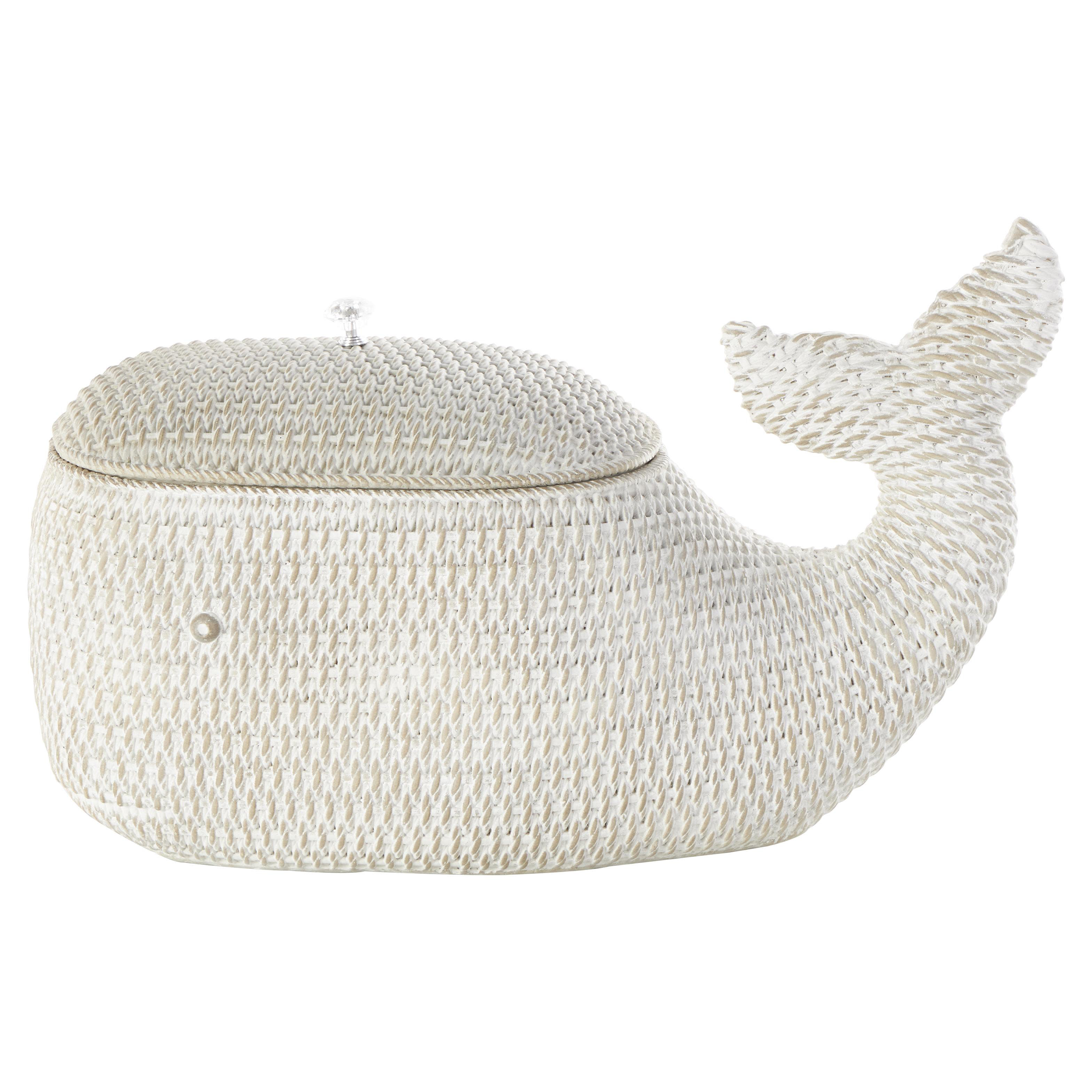 Birch Lane™ Athalia Cole And Grey Resin Woven Inspired Storage Whale ...