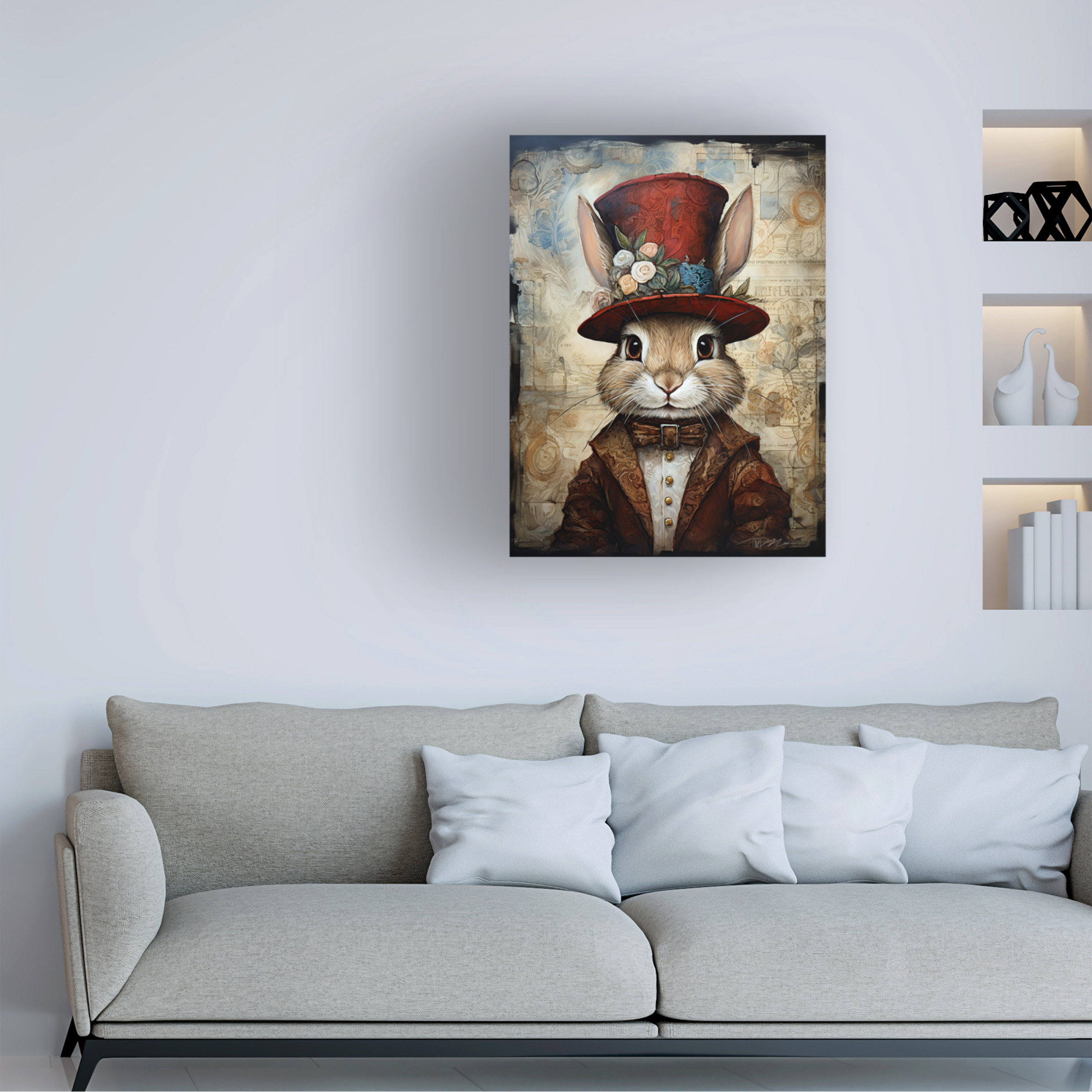 Winston Porter Cute Rabbit with a Red Hat Baroque Style 2 by Momart ...