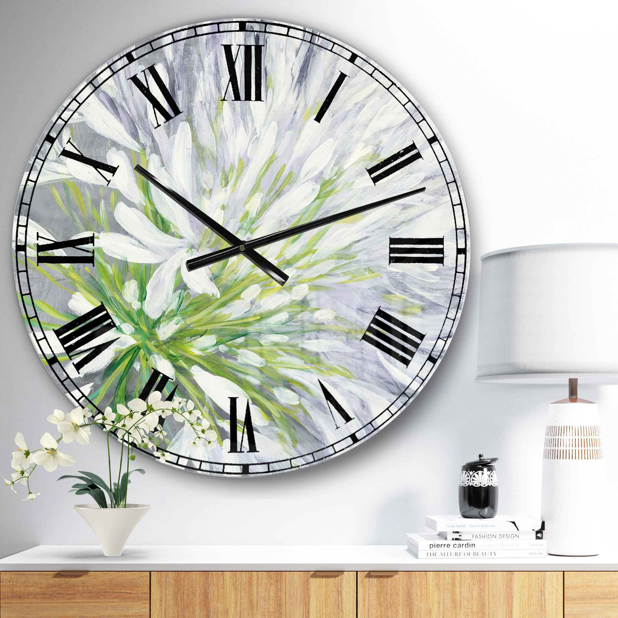 East Urban Home Flower Cleome Splash II - Traditional wall clock ...