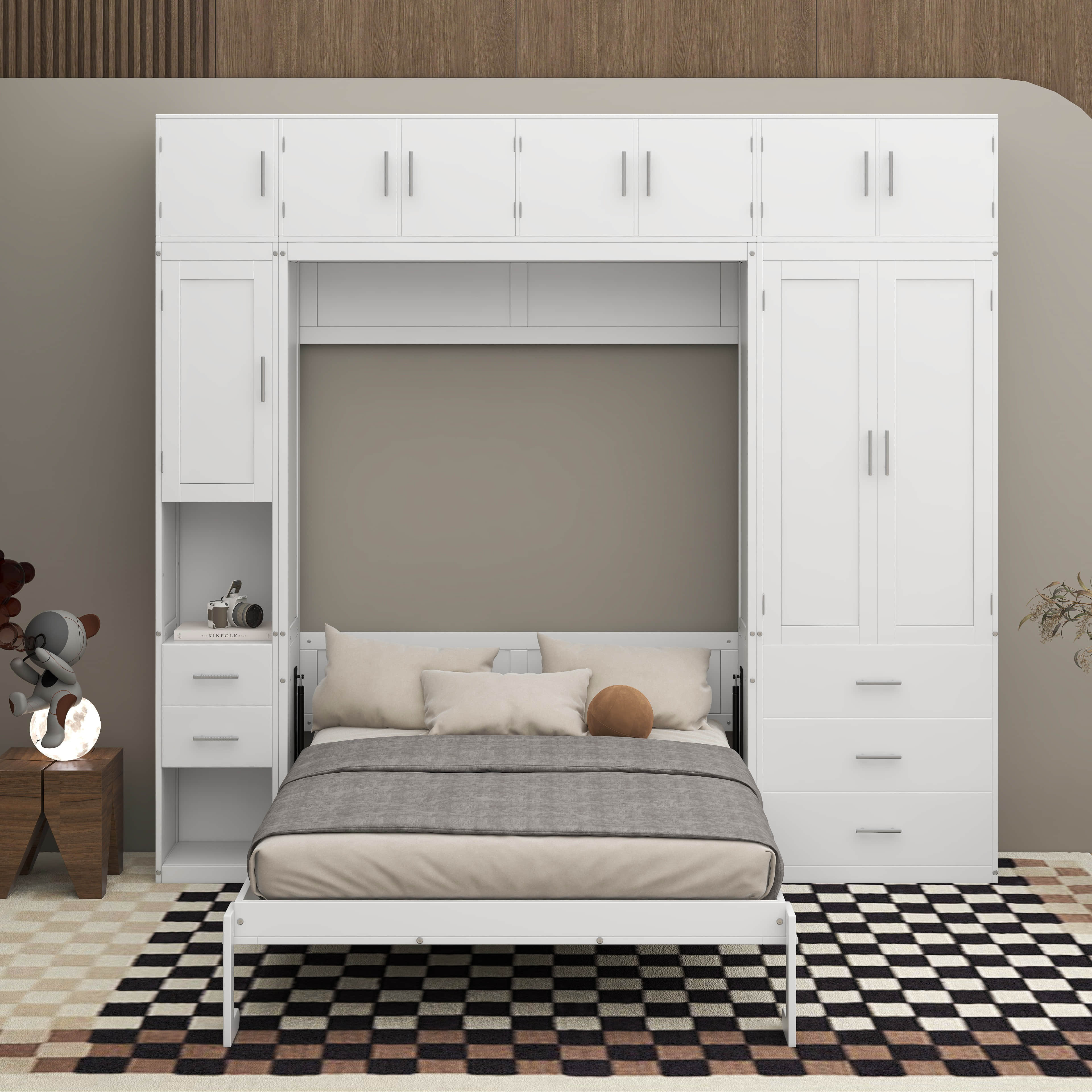 Hokku Designs Full Size Murphy Bed With Lockers And Wardrobes, With ...