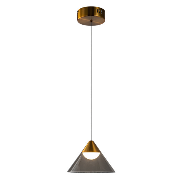George Oliver Keene 1-Light Gold LED Pendant With A Smoke Acrylic Shade ...