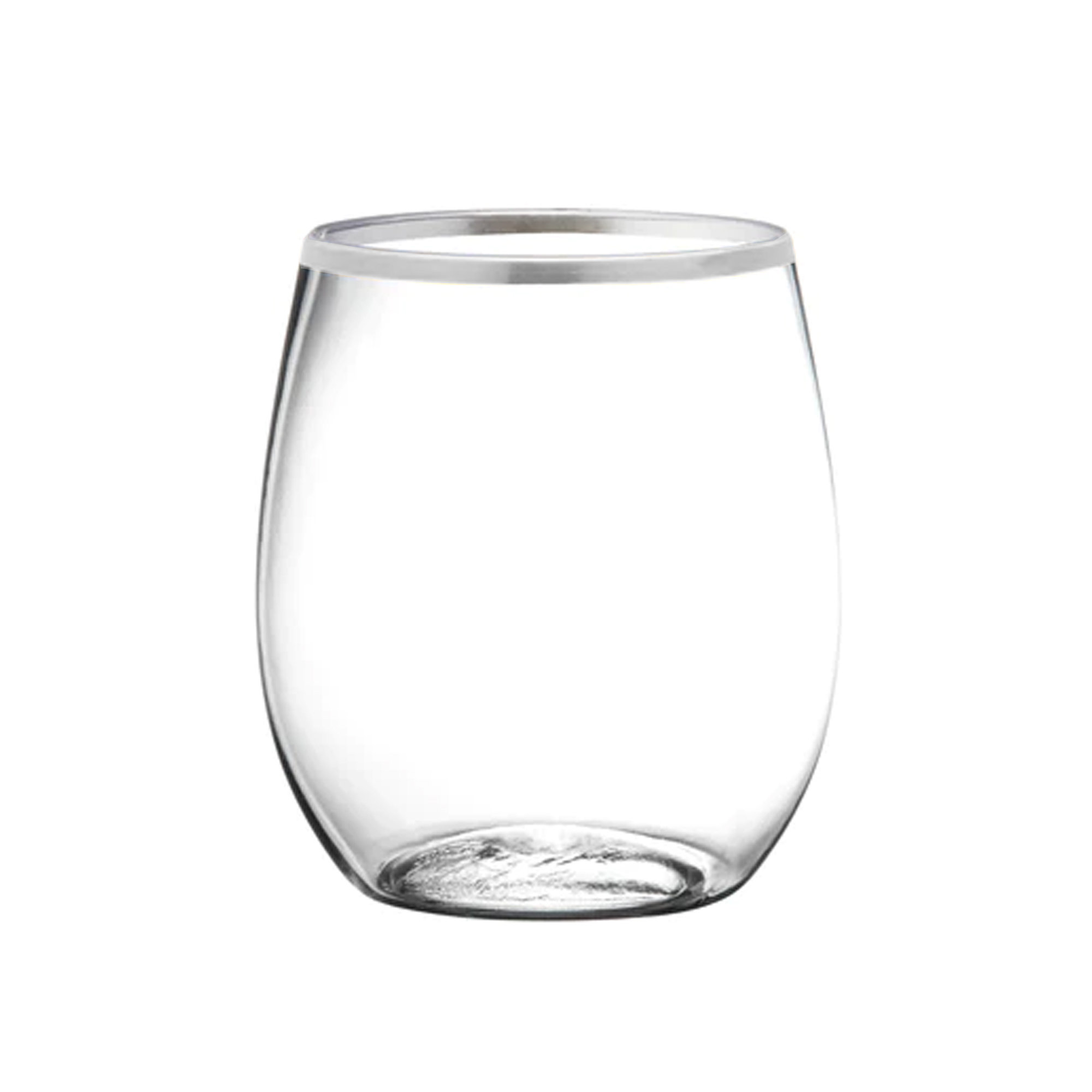 Nicole Fantini Disposable Silver Rim Stemless Plastic Wine Glasses ...