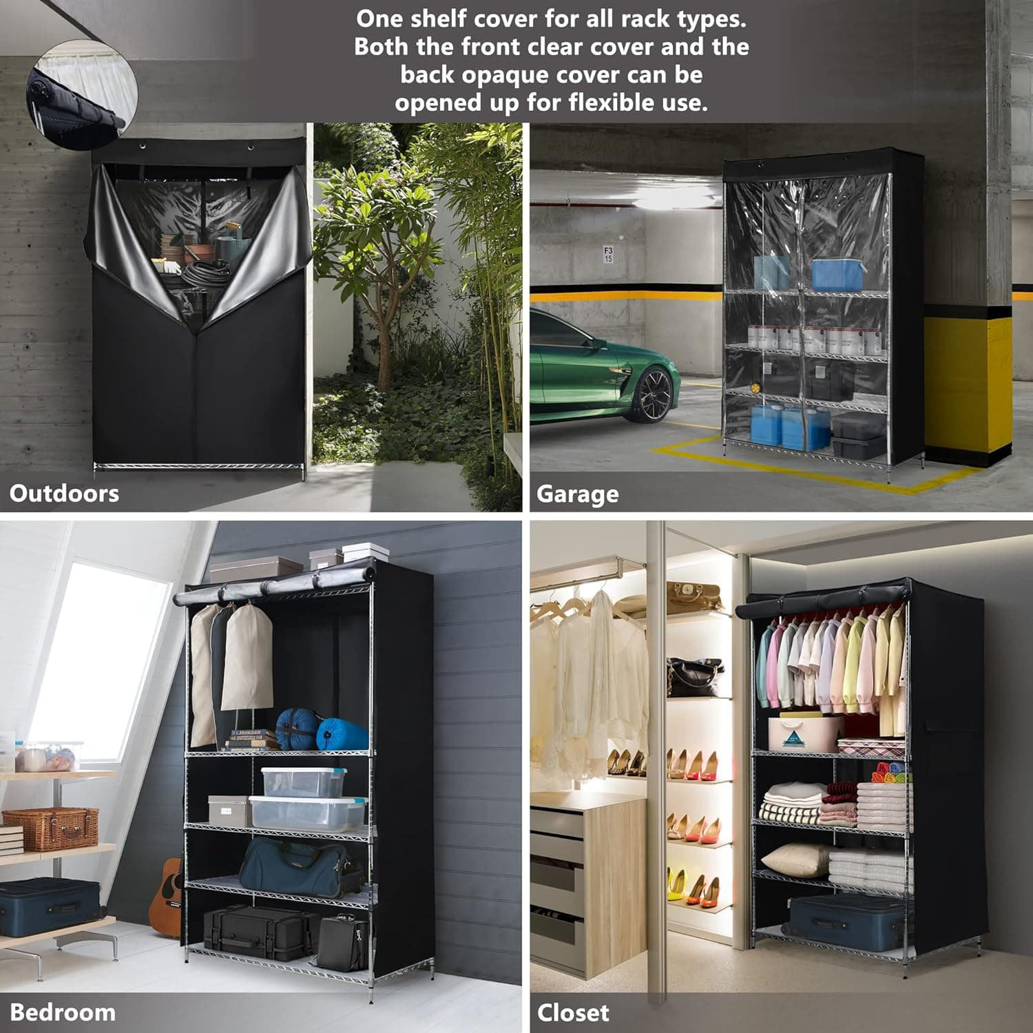 Rebrilliant Universal Storage Shelf Cover With See-Through PVC Panel ...