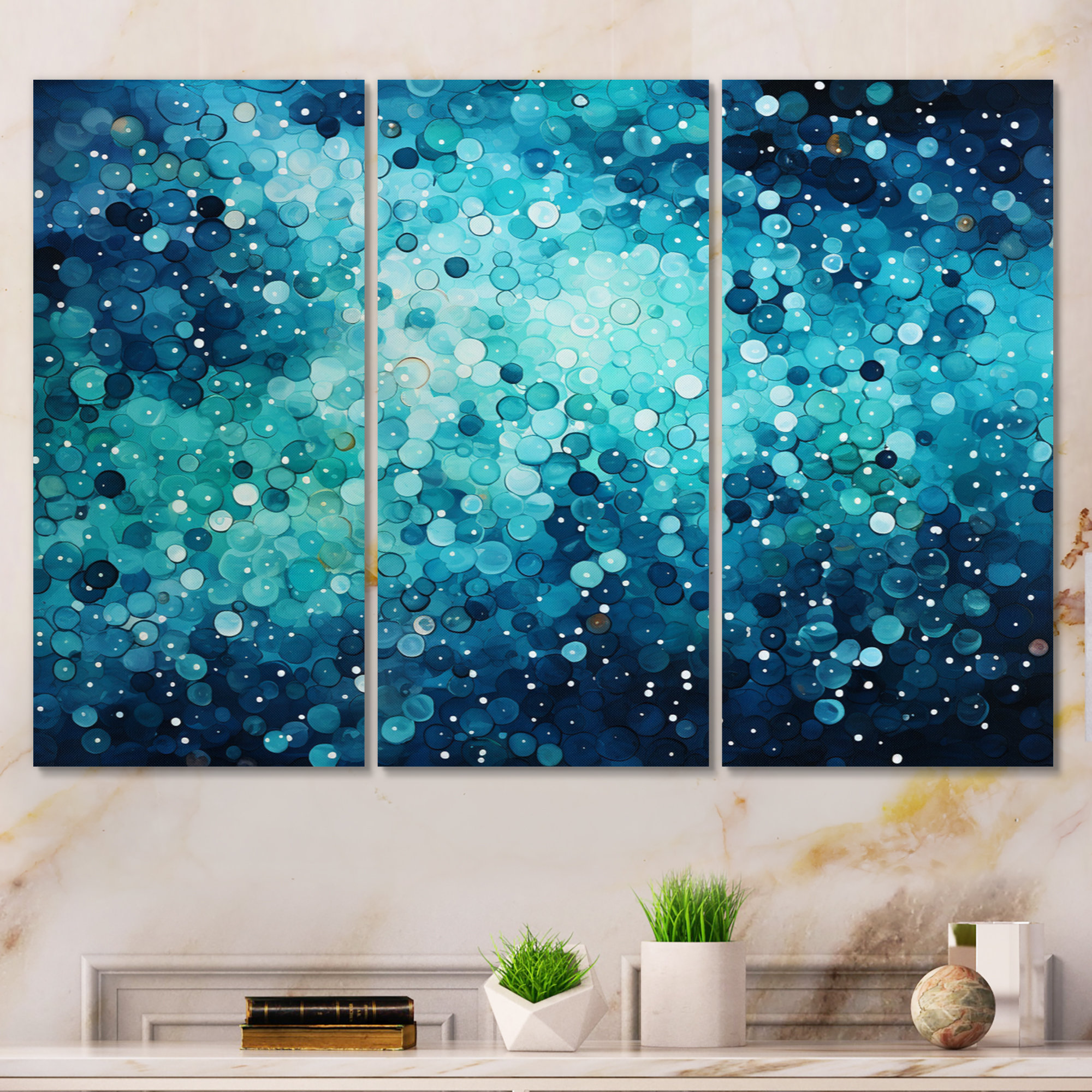 Design Art Aqua Lagoon I - Abstract Landscape Metal Wall Decor Set ...