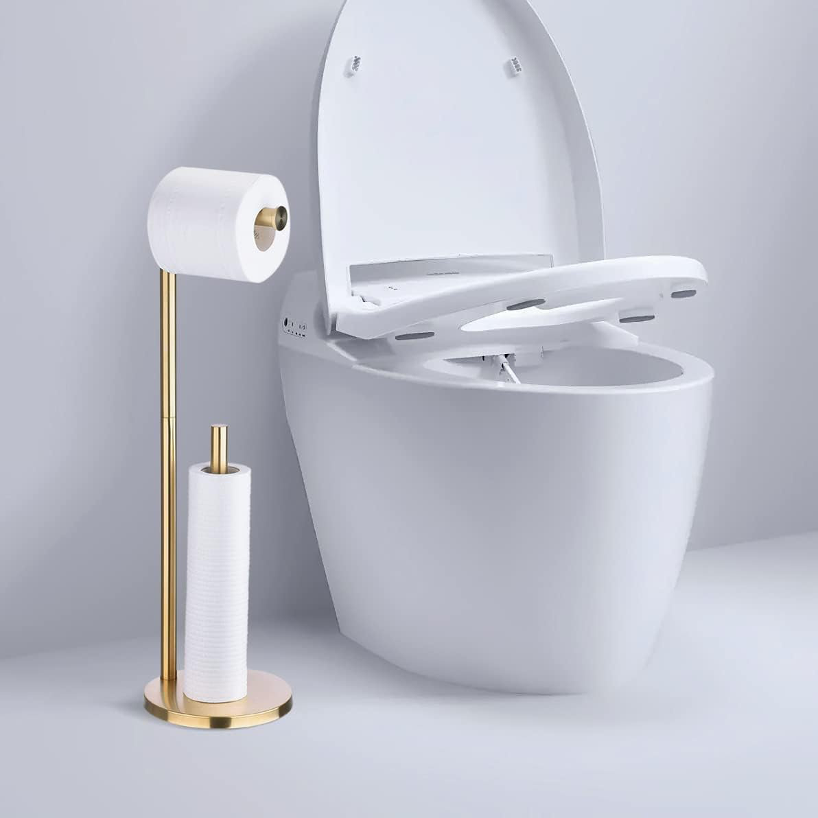 Latitude Run® Freestanding Toilet Paper Holder With Storage, Stainless ...