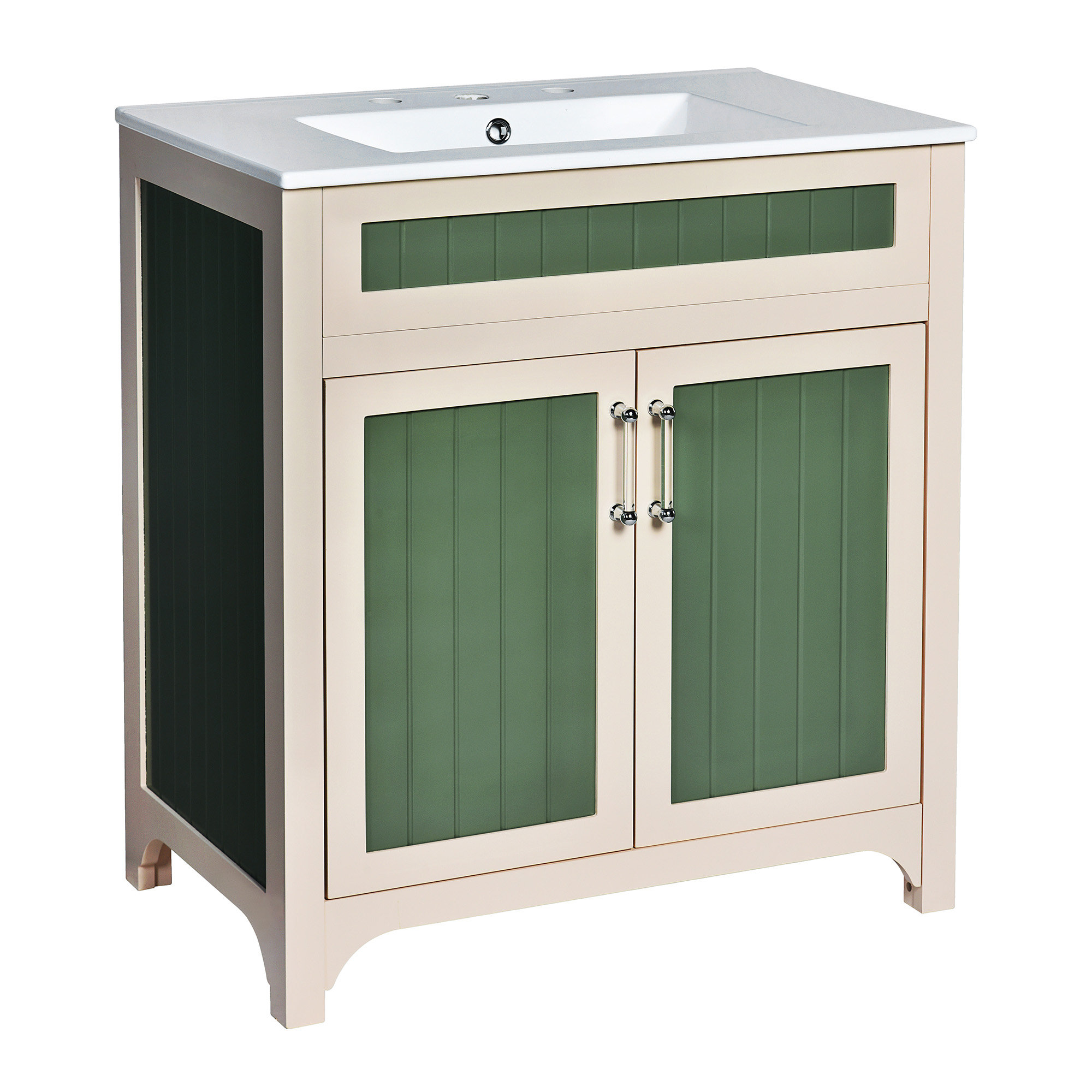 Winston Porter 30" Green And Beige Color Block Stitching Finish ...