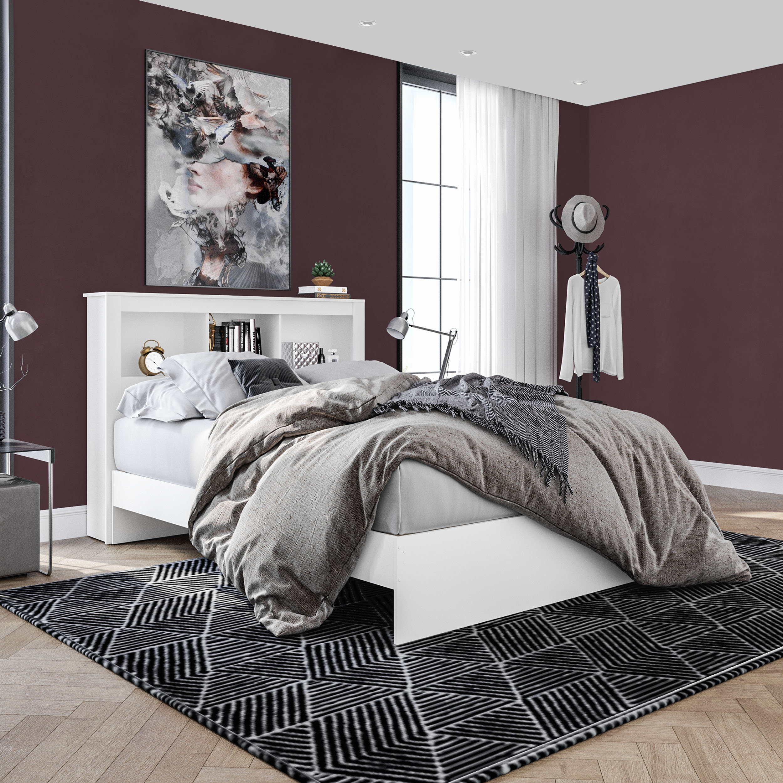 Latitude Run® Zythum Platform Bed with Bookcase Headboard | Wayfair