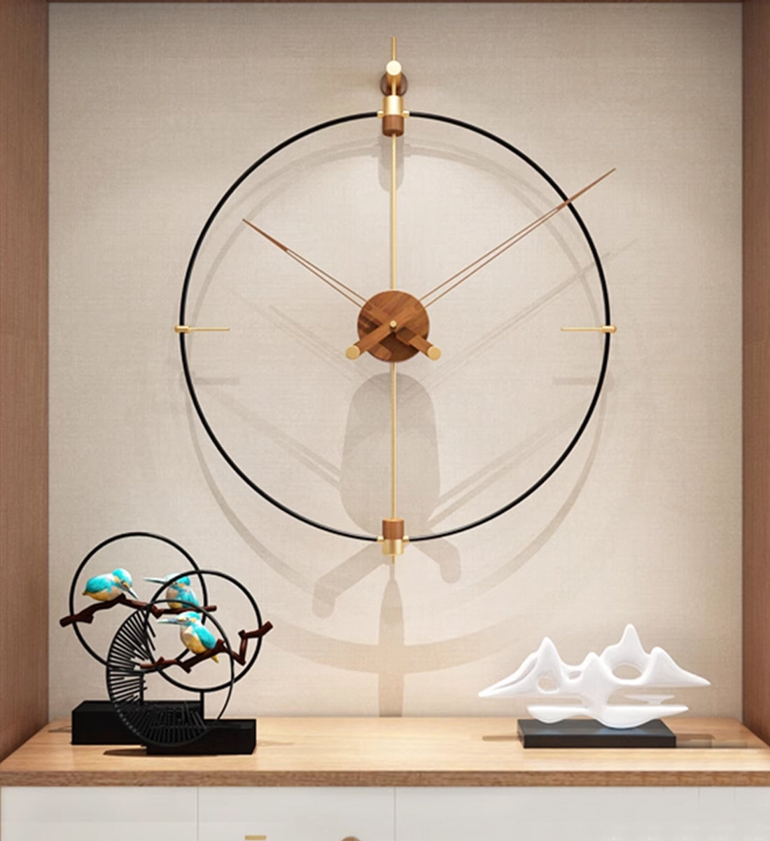 Stella Trek Golden Metal Solid Wood Round Wall Clocks - Wayfair Canada