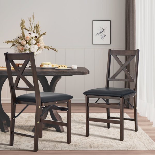 Breakwater Bay Padded Cross Back Folding Dining Chair Side Chairs | Wayfair
