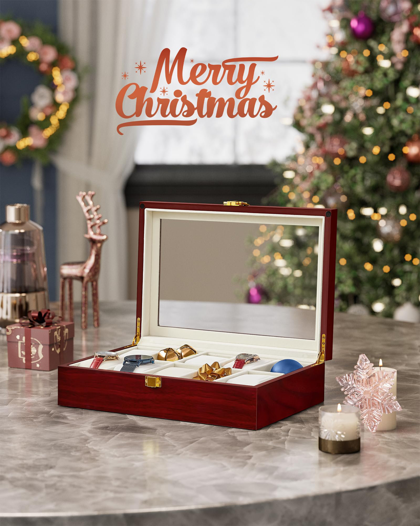 Latitude Run® 10-Slot Watch Case with Large Glass Lid | Wayfair