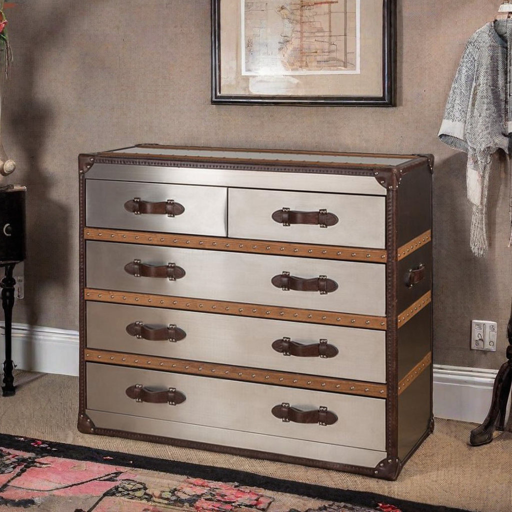 Industrial Style Sofa Sideboard with Wooden Frame and Aluminum Exterior ...