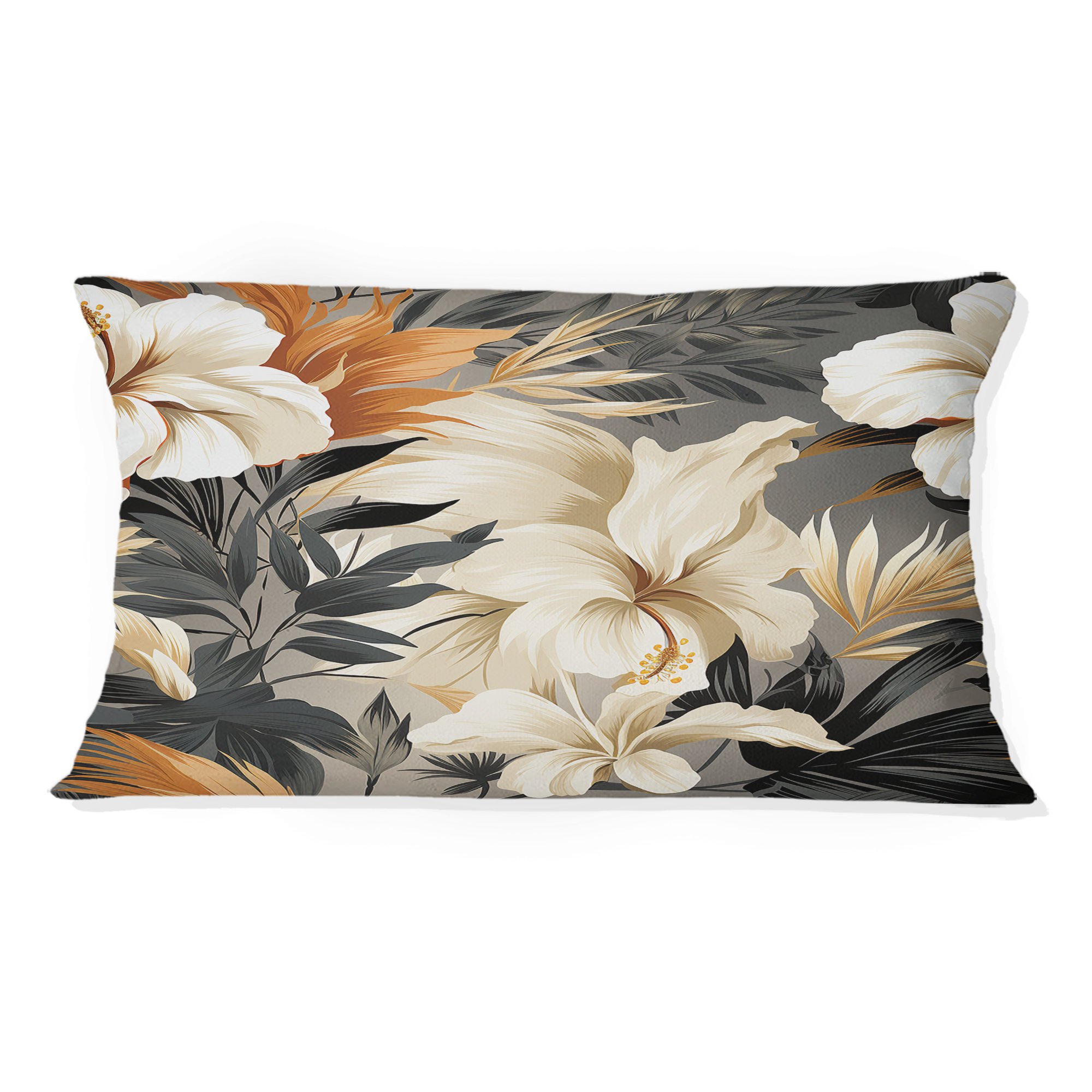 Design Art Neutral Mirage Tropical Pattern I - Floral Polyester Pillow ...