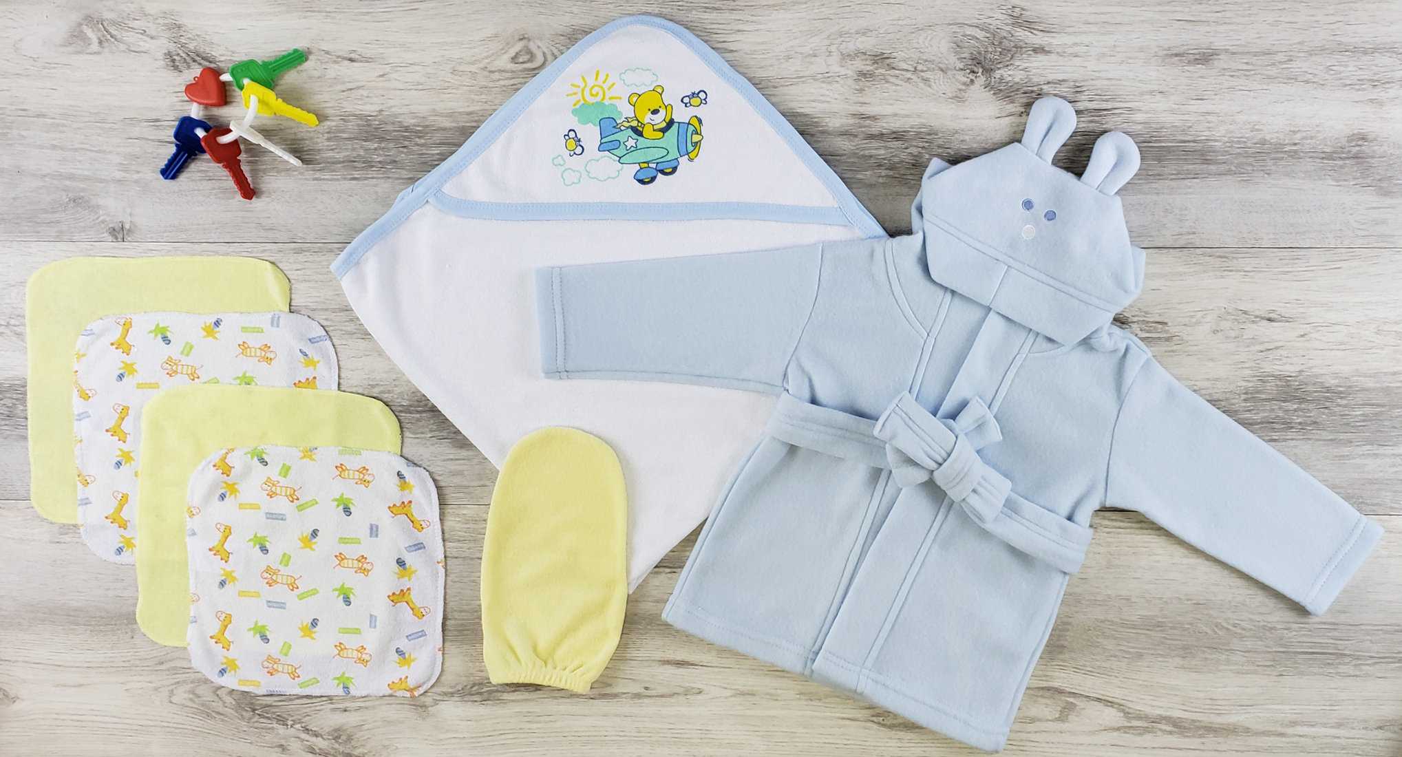 Bambini Hooded Towel, Wash Cloth, Mitten And Robe | Wayfair