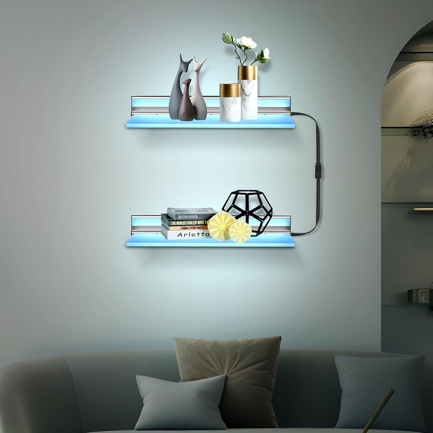 Ivy Bronx Smart Floating Shelf Built-in Rgb Led Lighting, Work With ...