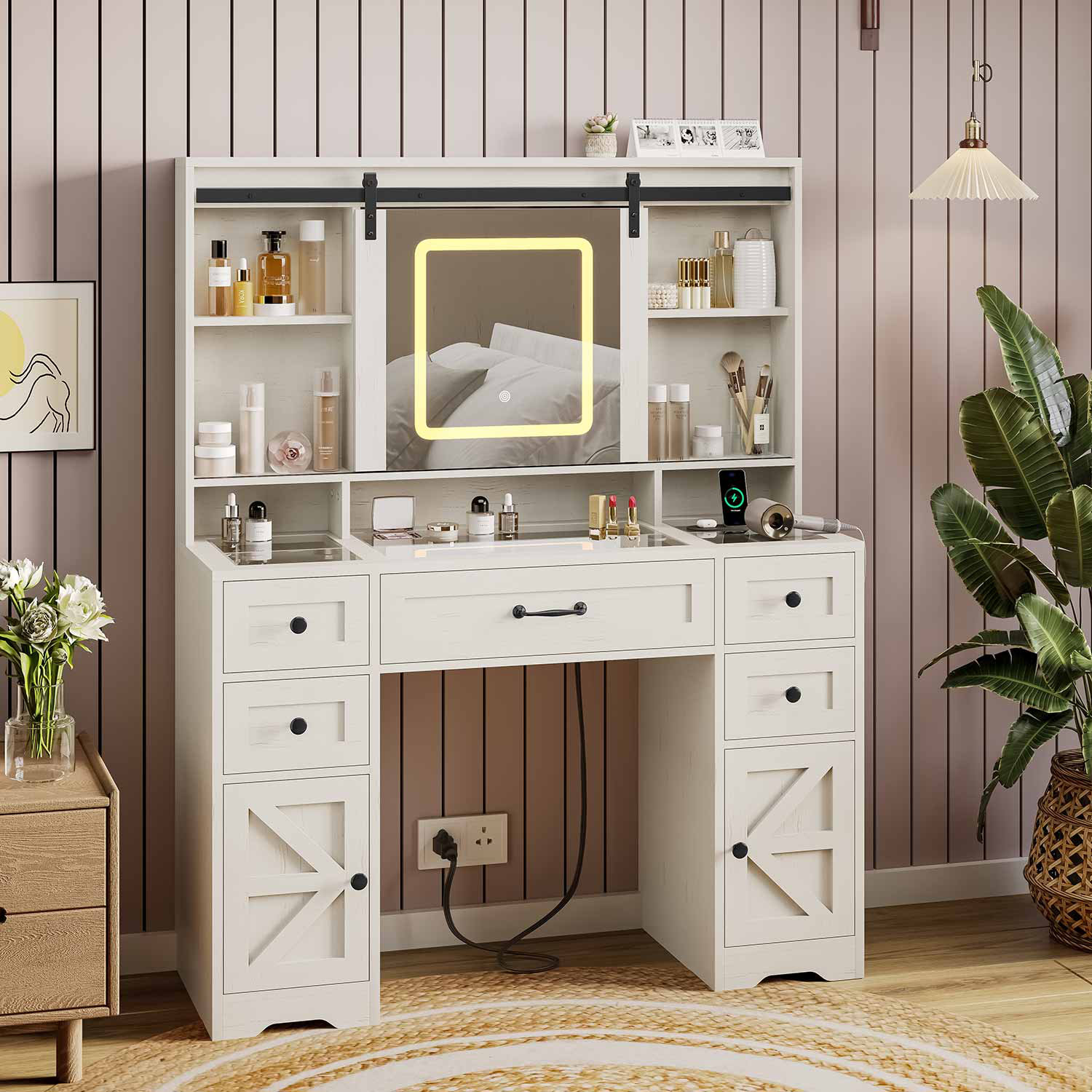 Laurel Foundry Modern Farmhouse® Hagler Farmhouse Makeup Vanity With ...