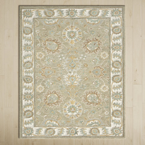 Birch Lane™ Desmondia Handmade Hand Tufted Wool Sage/Ivory Rug ...