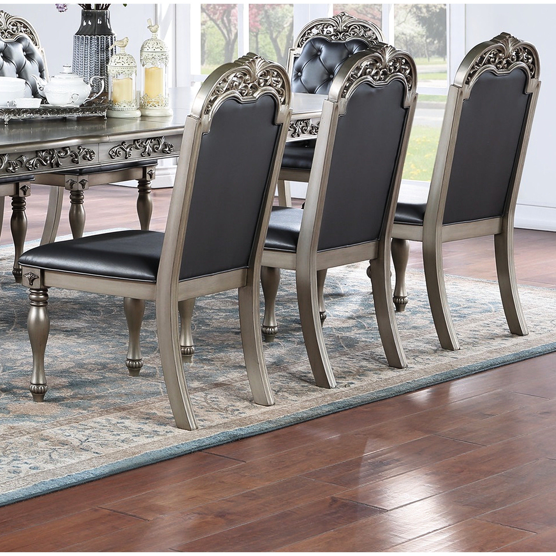 Canora Grey Luxury 2 Dining Chair , Brown, Rubberwood With Intricate ...