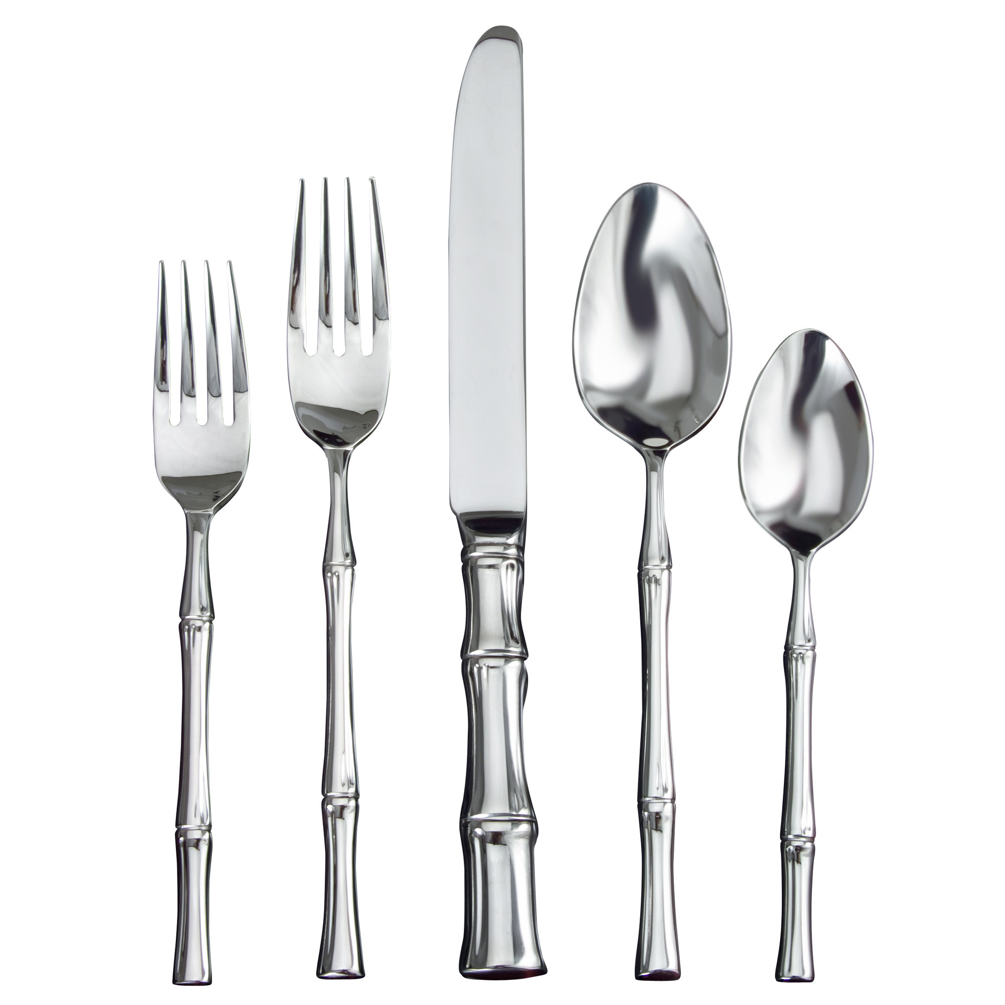 Ricci Argentieri Bamboo Satin 5 Piece 18/10 Stainless Steel Flatware ...