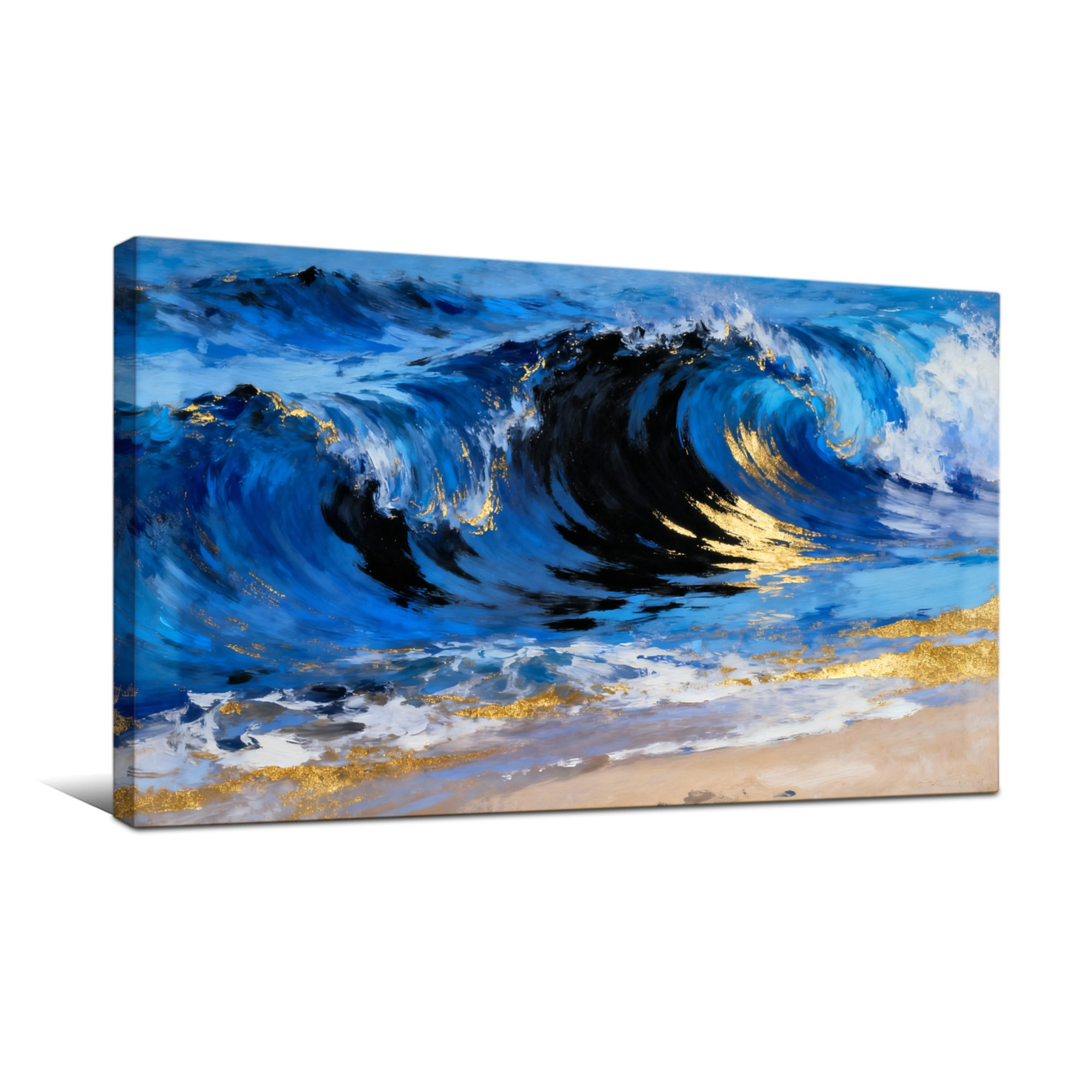 Highland Dunes Nautical & Beach Ocean Wave With Golden Highlights And ...