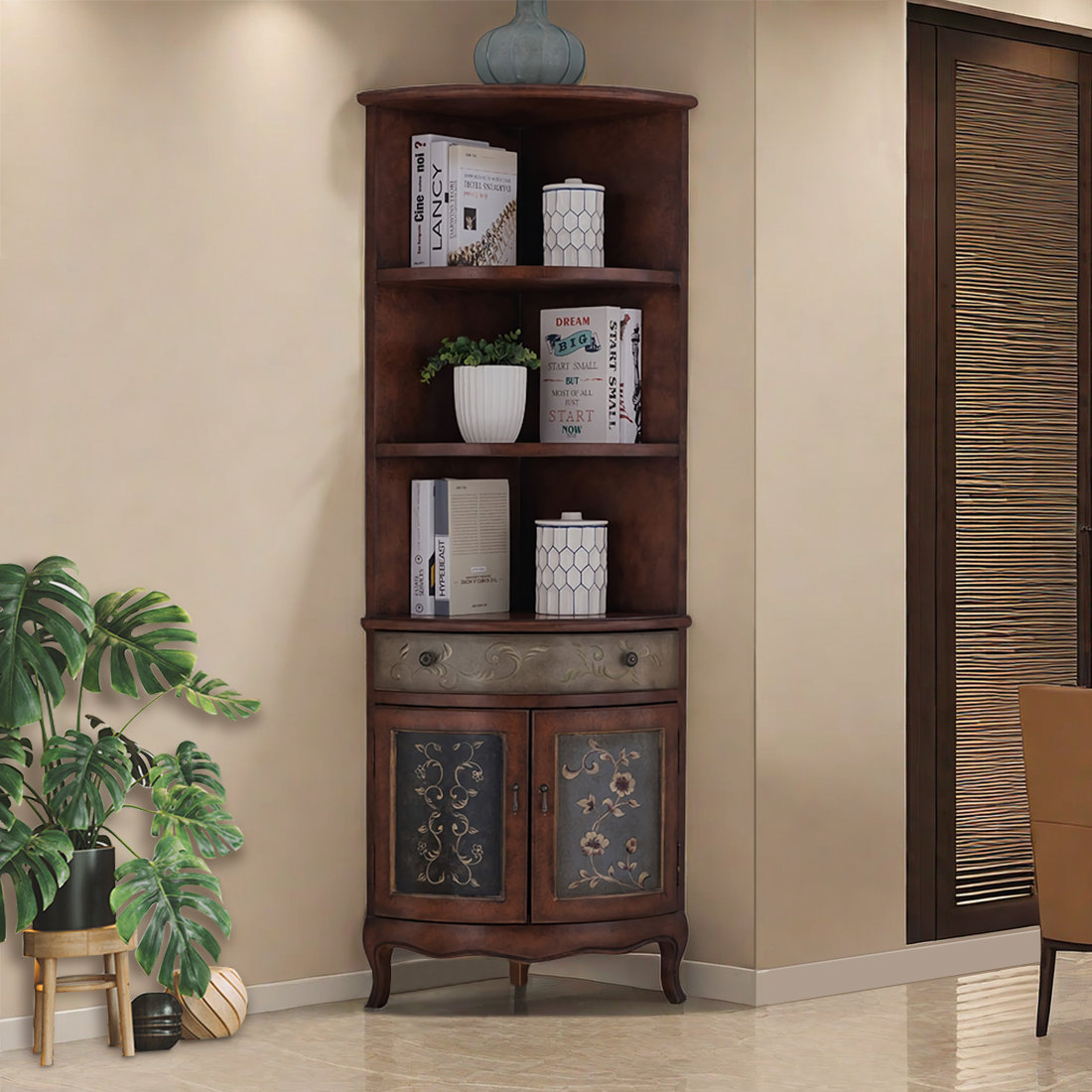 GINATOL Vintage Painted Wooden Triangular Bookcase. - Wayfair Canada