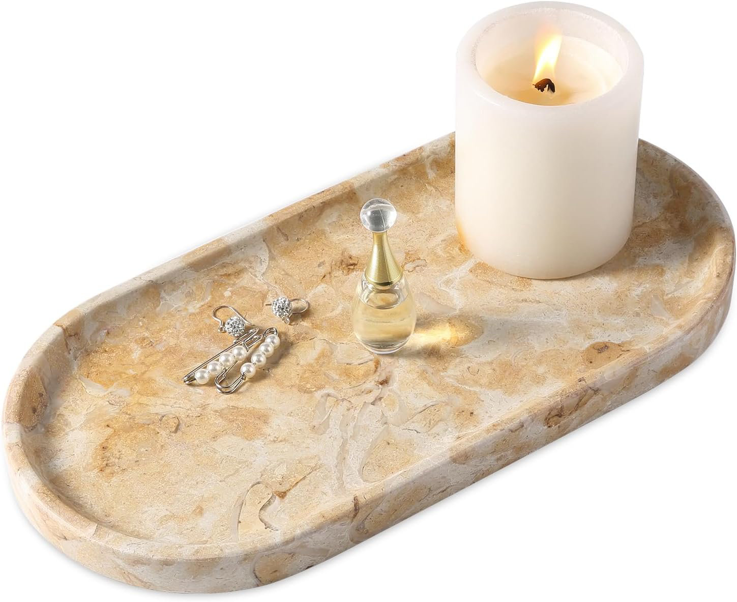 Red Barrel Studio® Natural Travertine Vanity Decorative Marble Tray ...