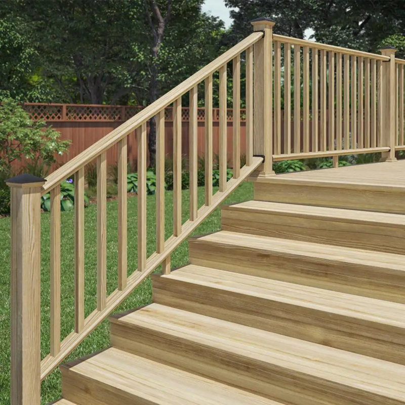 ProWood 6 ft. Routed Wood Stair Railing Kit with Square Wood Balusters ...