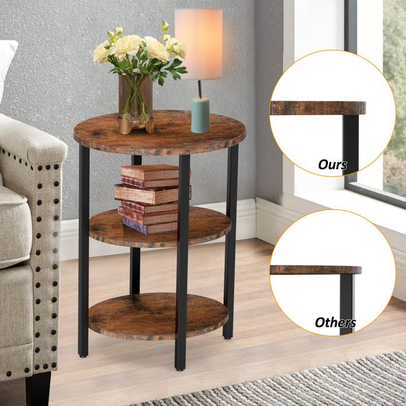 17 Stories Jakwan Oval End Table with 3-Tier Storage Shelves & Reviews ...