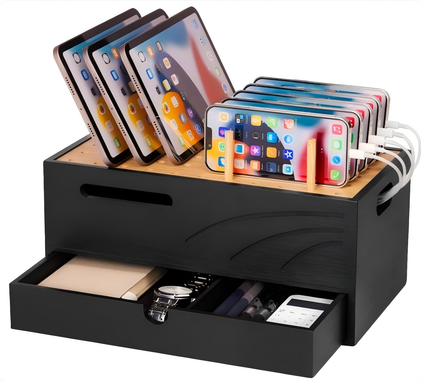 Corrigan Studio® Bamboo Charging Station For Multiple Devices, Cell ...