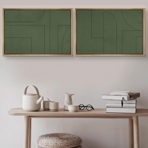 wall26 " Emerald Green Mid-Century Modern Polygon " 2 - Pieces on ...