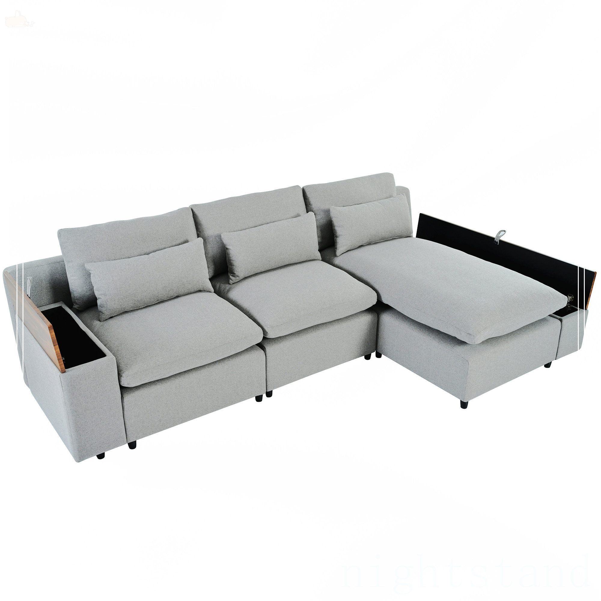 Latitude Run® L-Shaped Modular Sectional Sofa With Removable Back ...