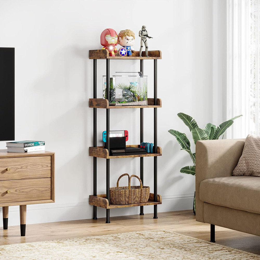 17 Stories Bookcase 4 Tier Bookshelf, Vintage Small Bookshelf For S ...