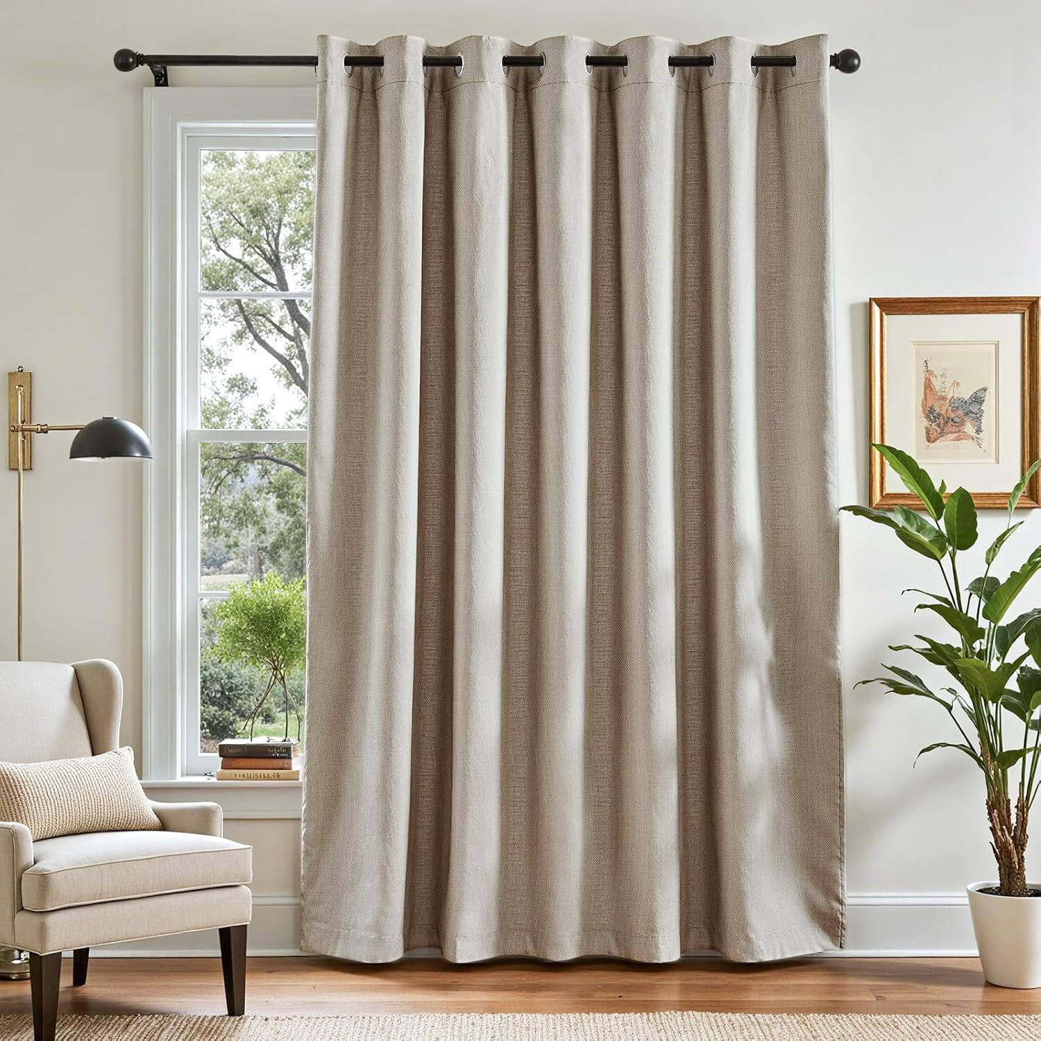 Ebern Designs Grommet Room Darkening Linen Textured Curtain 1 Panel ...