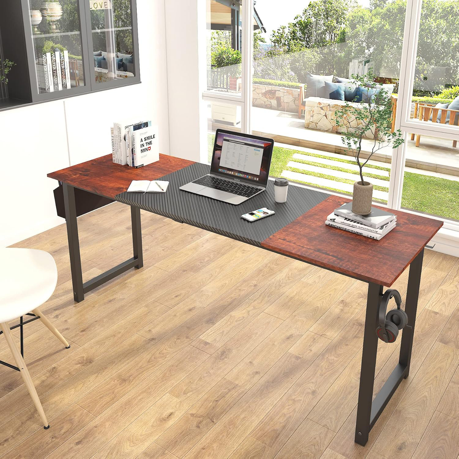 17 Stories Industrial Modern Laptop Desk With Storage Bag And Hook, 71 ...