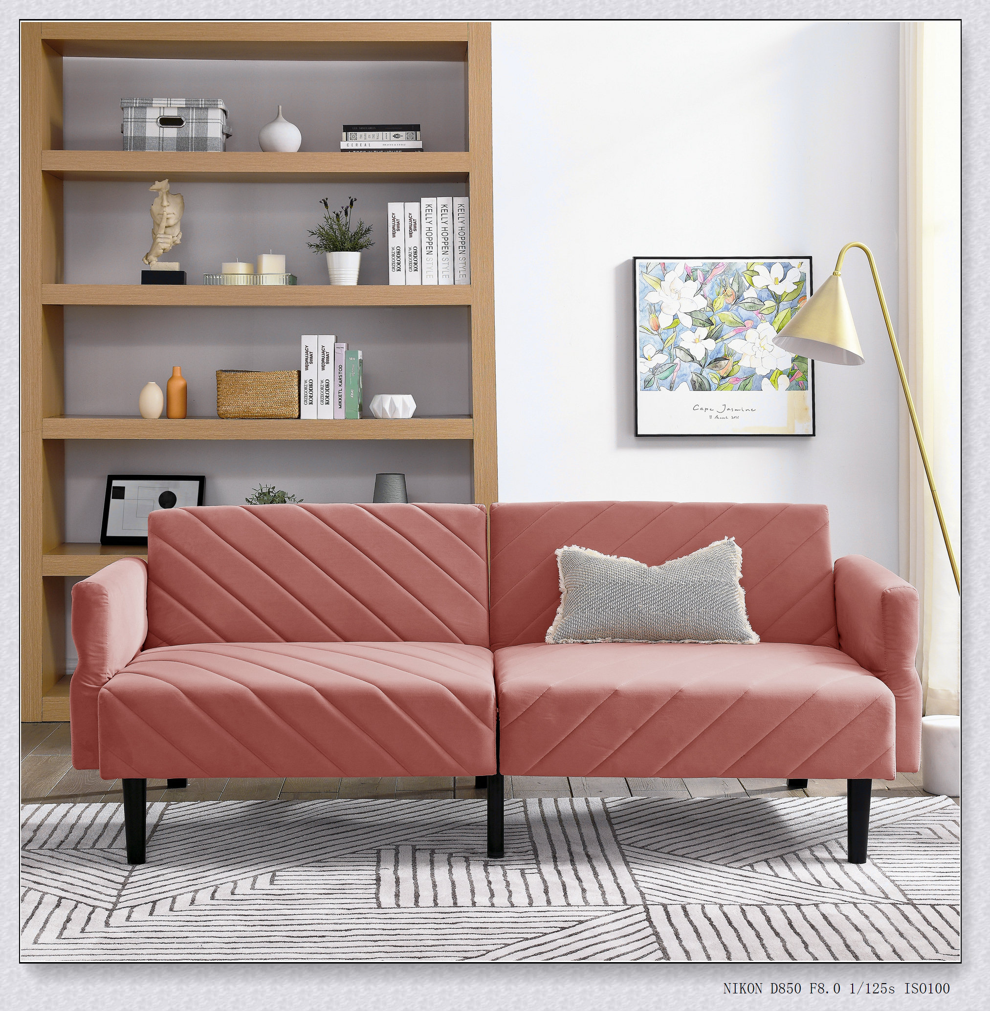 George Oliver Velvet Futon Couch Convertible Folding Sofa Bed Tufted ...