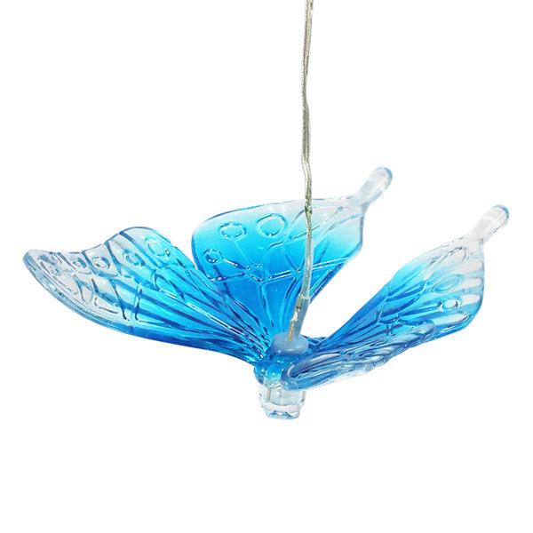 Exhart Solar LED Flower Hanging Wind Chime with Butterfly Charm, 7 by ...