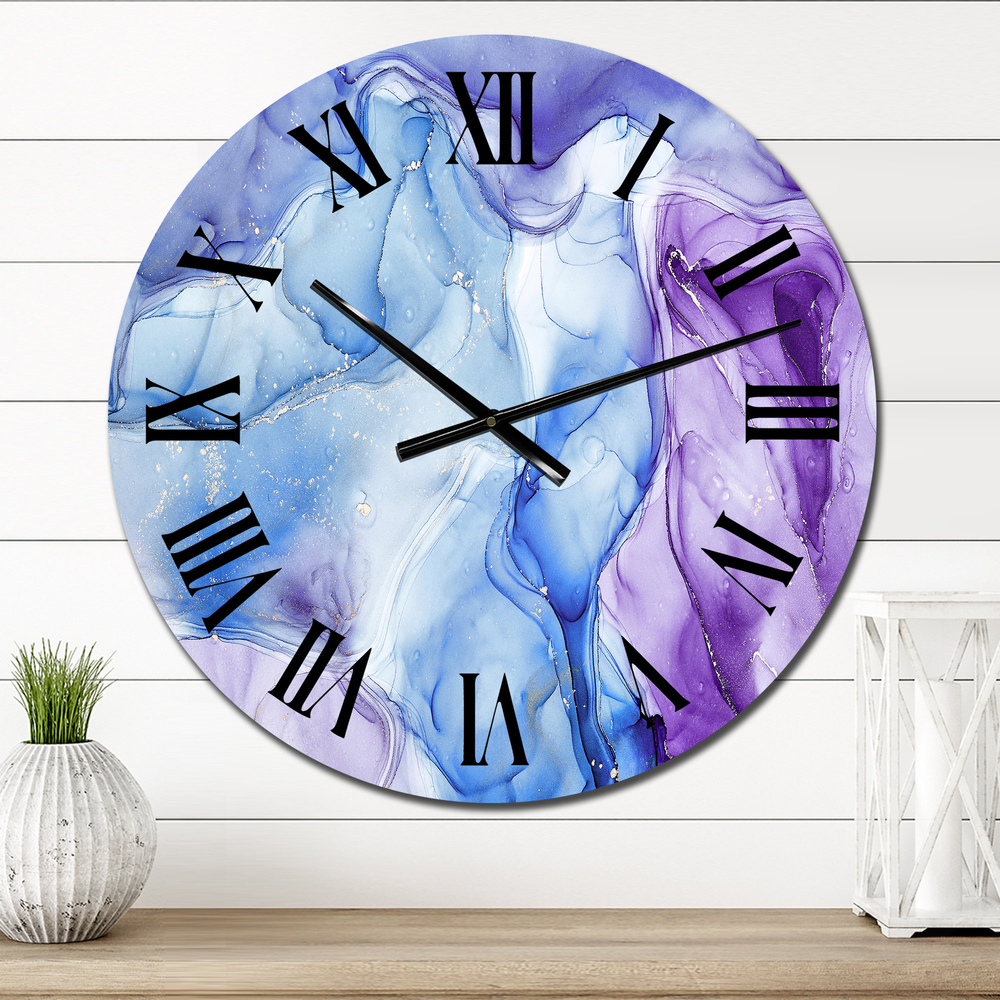 East Urban Home Blue and Purple Tender Liquid Ink Art - Modern Wall ...