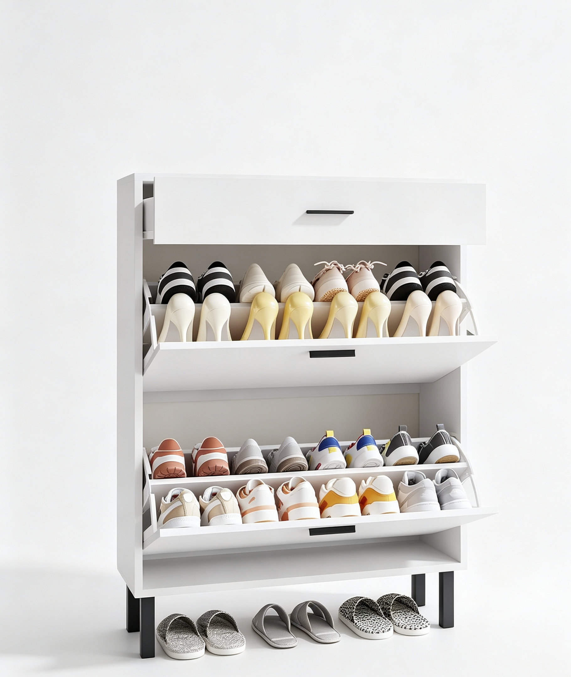 Bay Isle Home™ 3-Tier Shoe Storage Cabinet w/ 2 Flip Drawers ...