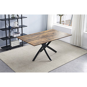 17 Stories Modern Wood Dining Table Kitchen Table with Metal Base | Wayfair