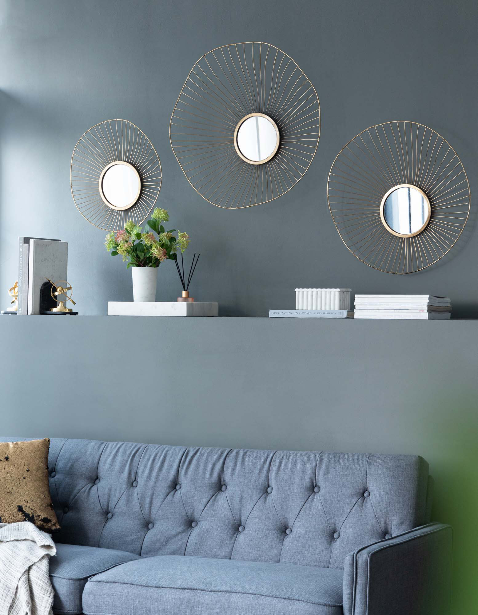 Mercer41 Set Of 3 Wall Mirror Abstract Designed Wall Mirrors | Wayfair