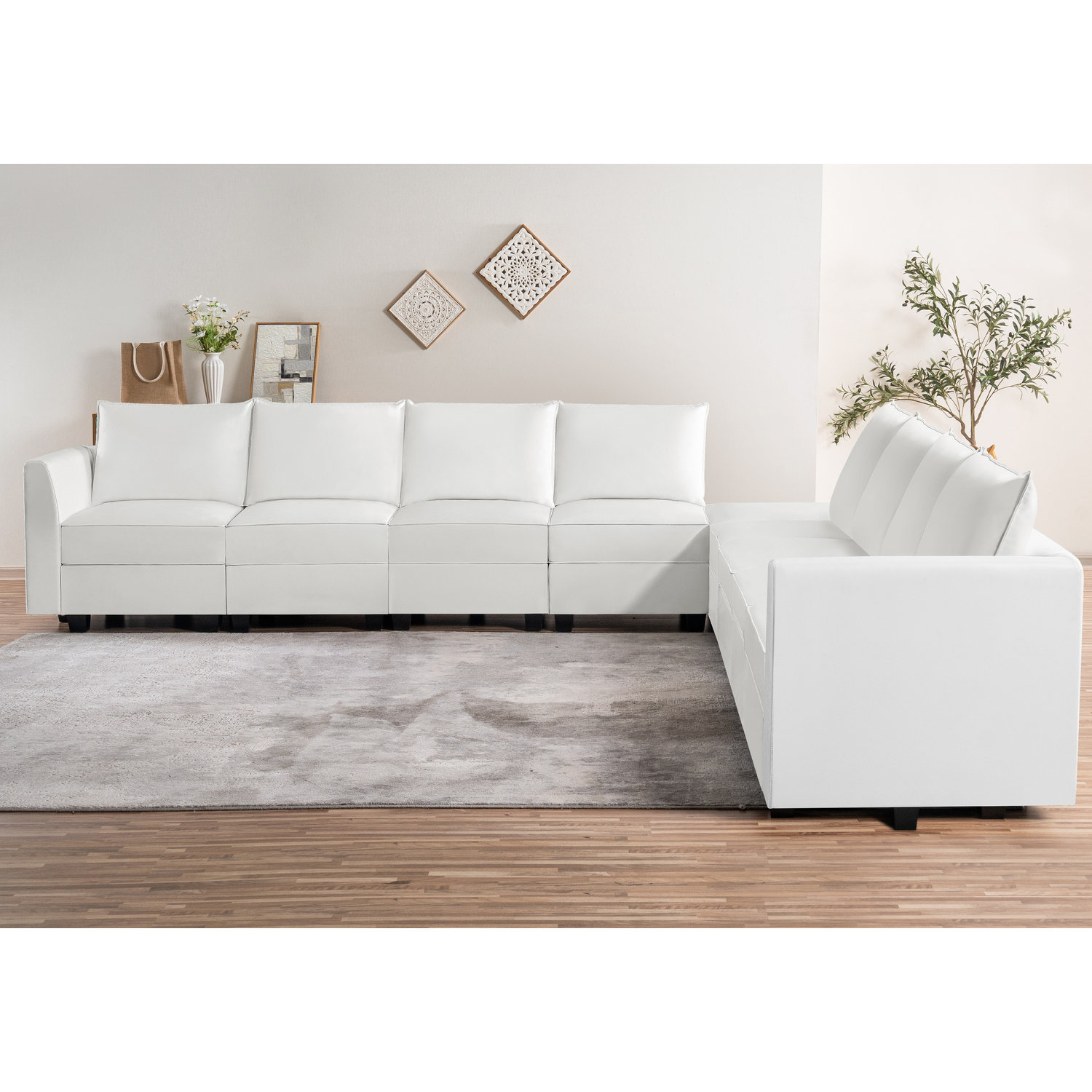 Latitude Run® Talamantez 9-Seater Air Leather Convertible Corner ...