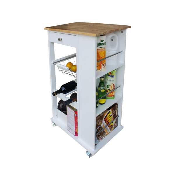 Ebern Designs Kitchen Trolley, Mobile Kitchen Island With Two Lockable ...