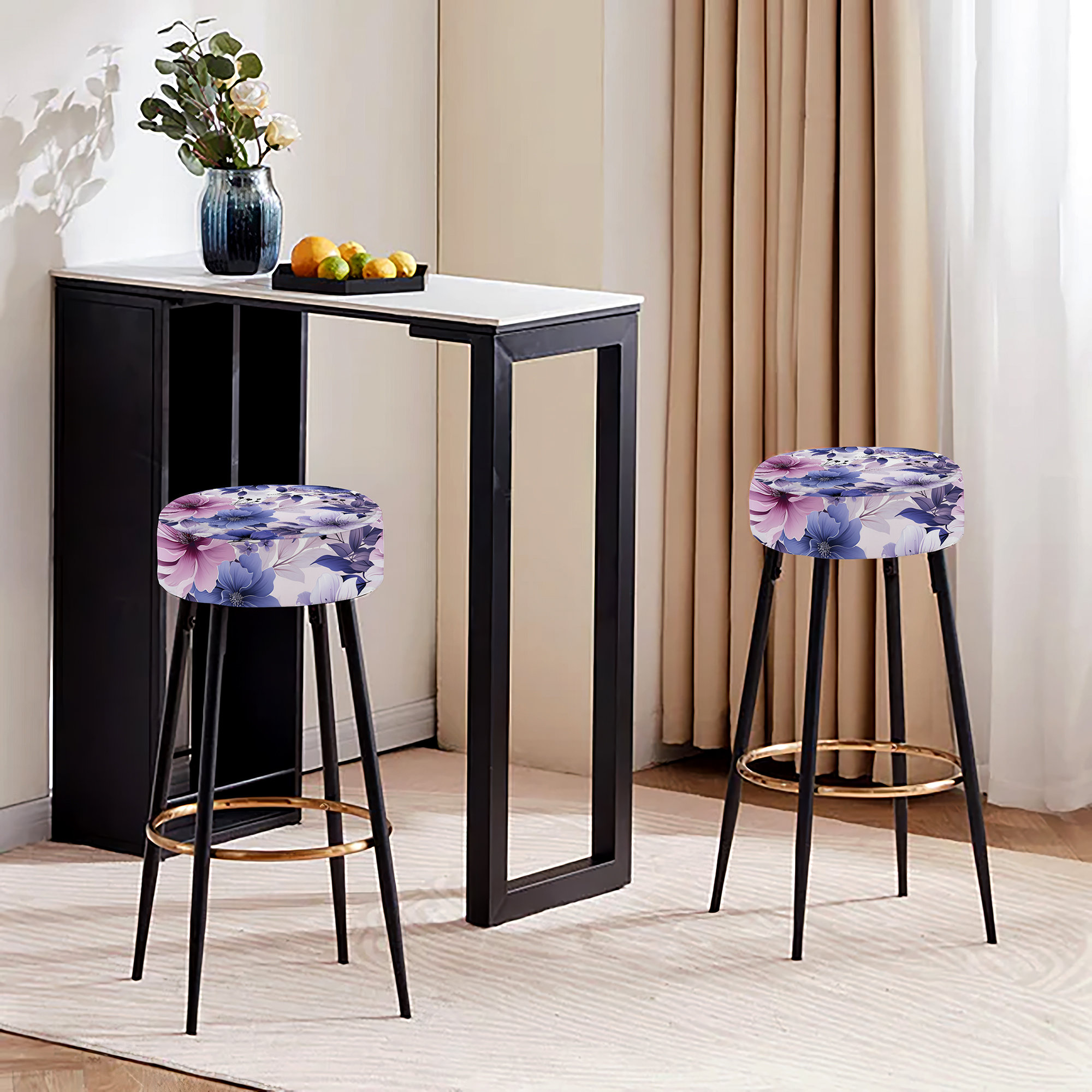 Design Art Exquisite Purple Beauty Floral Pattern - Floral Bar Stools ...