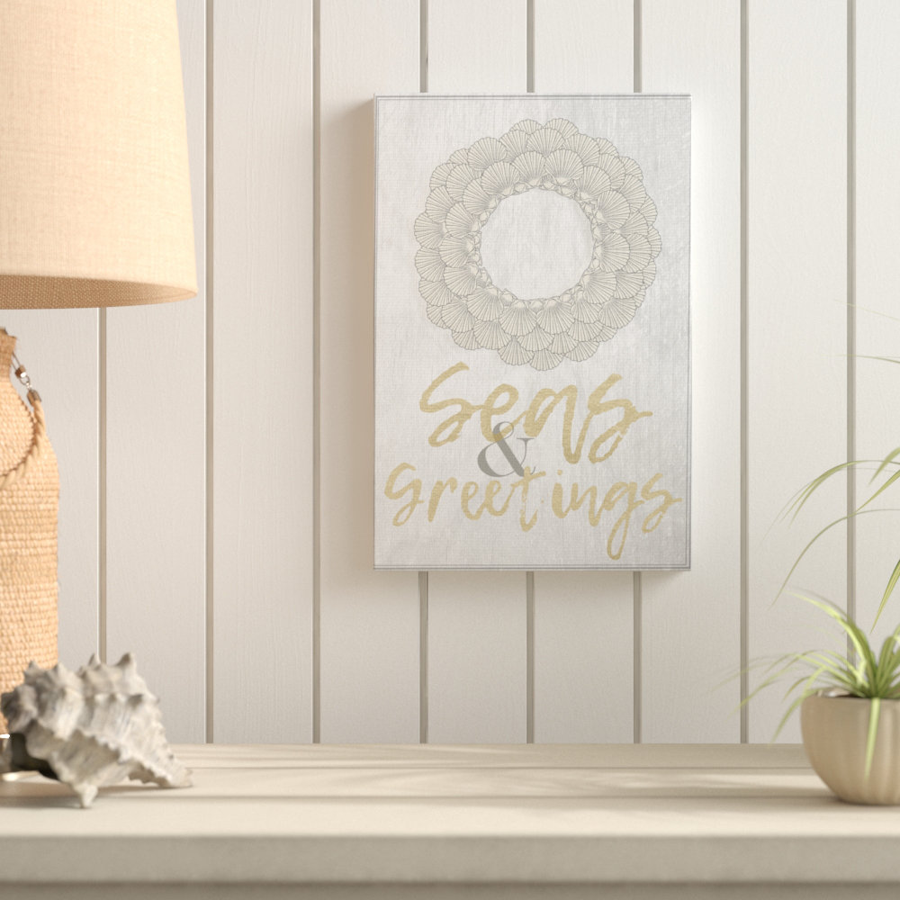 Highland Dunes 'Seasons Greetings Festive Graphic Wreath' Graphic Art ...