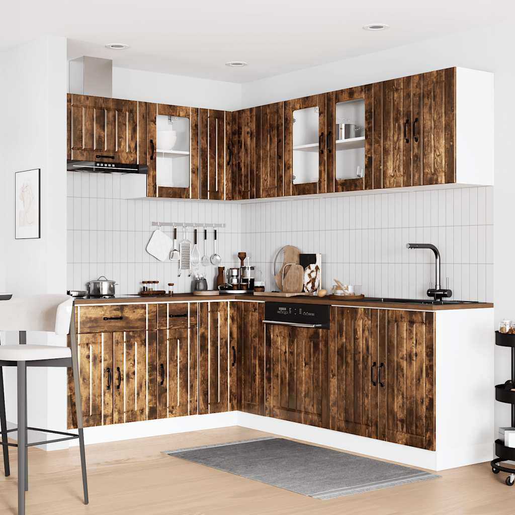 Vidaxl Kitchen Cabinet Set Engineered Wood, Glass Large | Wayfair