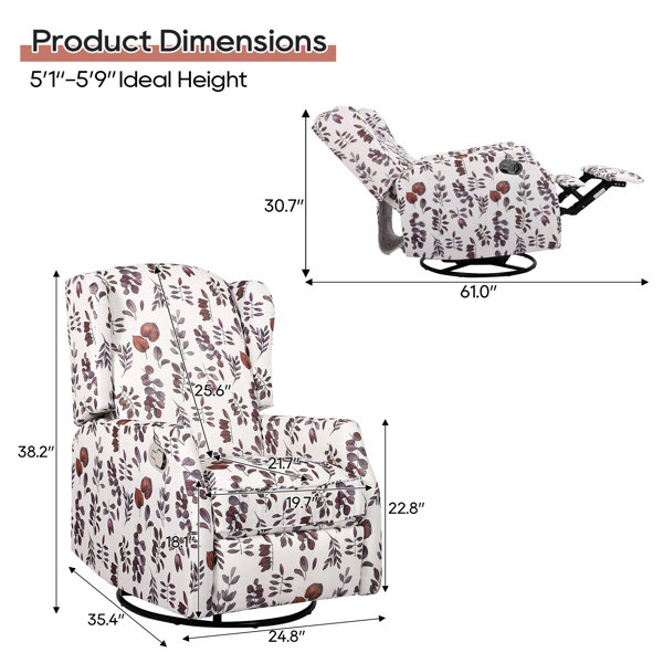 Latitude Run® Lola-Belle Swivel Rocker Recliner with Adjustable ...