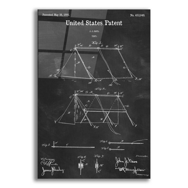 17 Stories Tent Blueprint Patent Chalkboard On Plastic/Acrylic Print ...