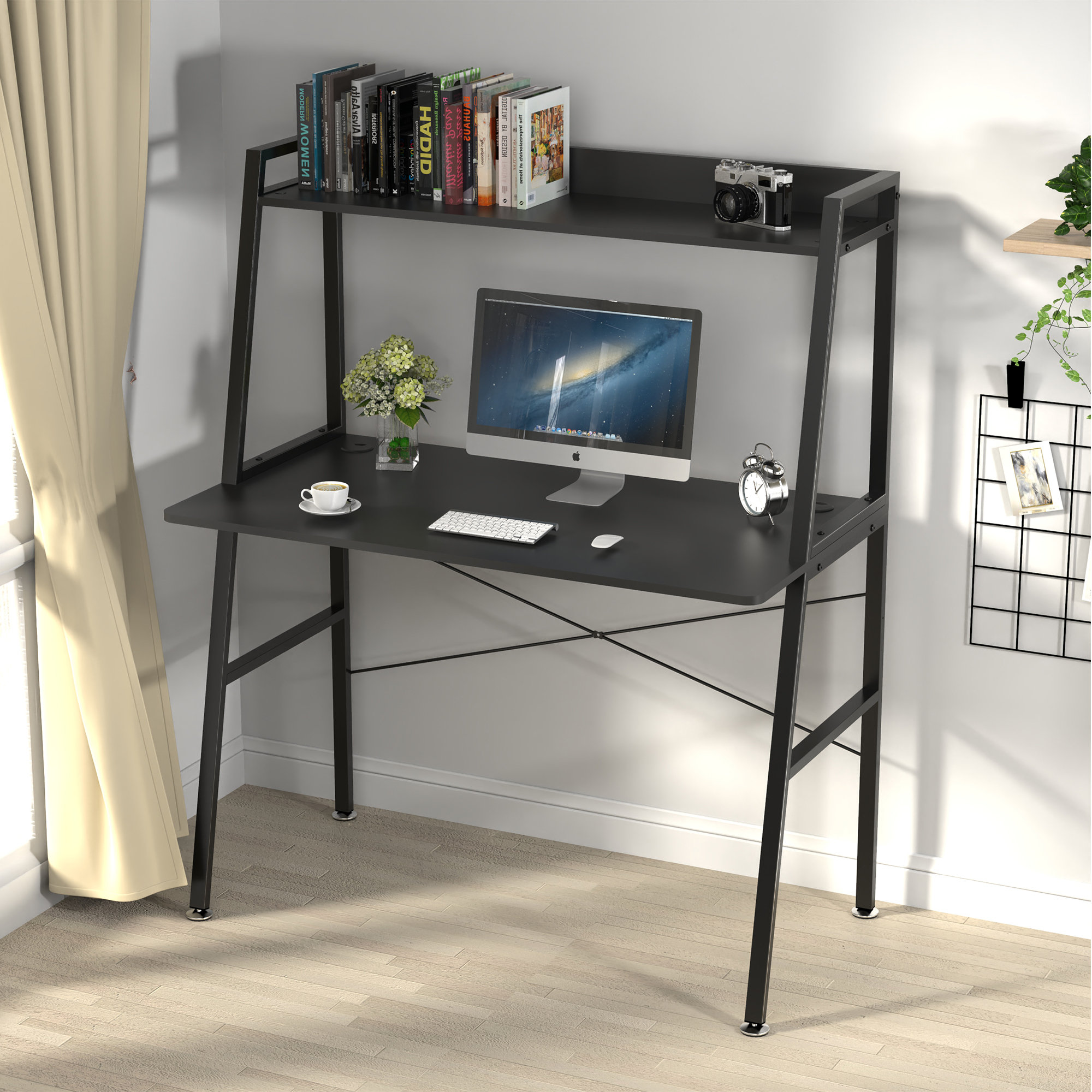 17 Stories Cramlington 43 Inches Ladder Computer Desk, PC Desk ...