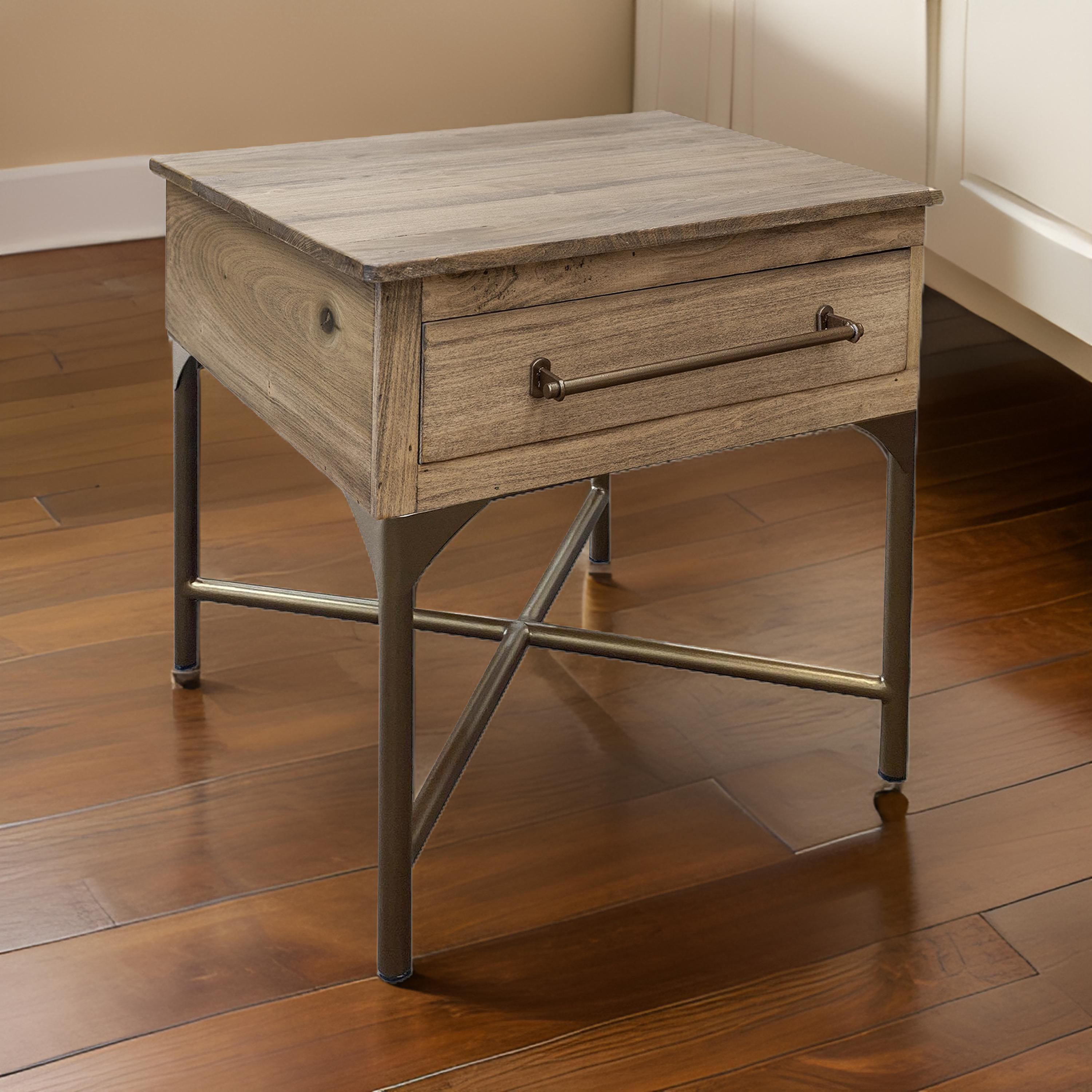 Benjara Bera 23 Inch Side End Table With Drawer, Farmhouse Brown Solid ...